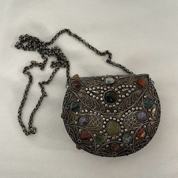 Bags | Vintage Sajai Crossbody Purse Filigree Metal Studded With ...